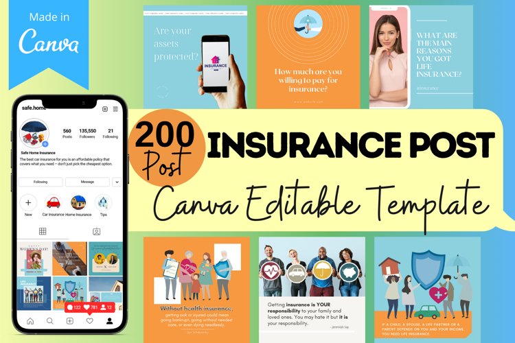 Insurance Posts - Canva Editable Templates (1896873) | Social Media ...
