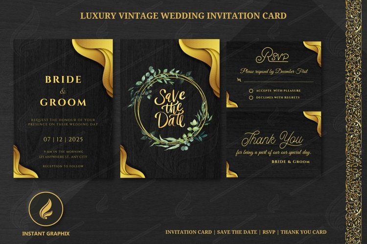 Wooden Wedding Card Template | Canva Template