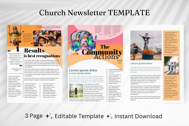 Colorful Nonprofit Newsletter Editable 3 Page Template
