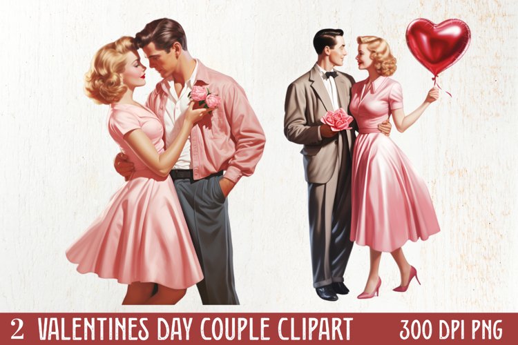 Valentines Day Couple Clipart Bundle, Valentines Day Couple