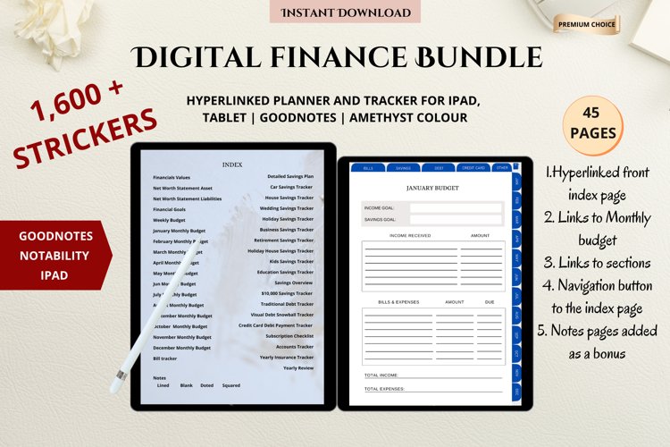 Hyperlinked Goodnotes Budget Planner | Money Organizer (2120580 ...