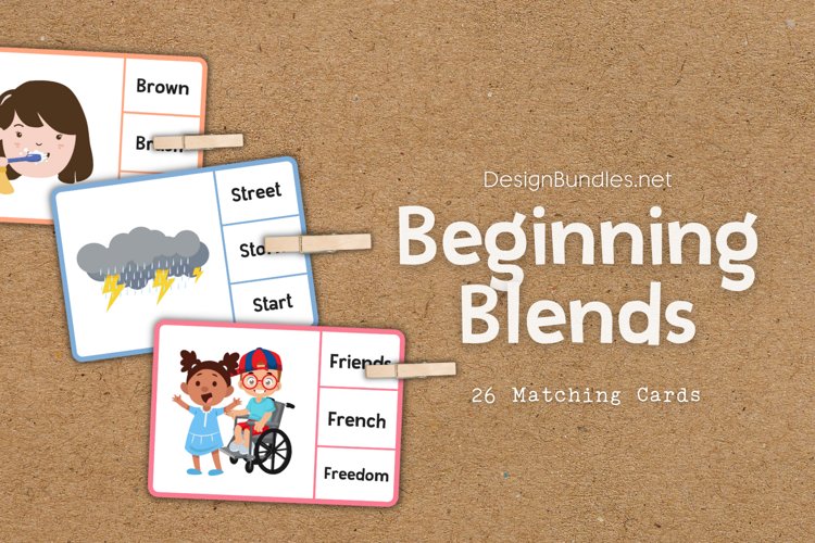Beginning Blends Educational Matching Cards
