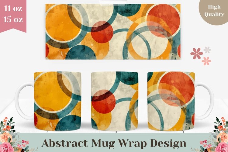 Retro Mug Wrap Design, Colorful Circles (3667907)