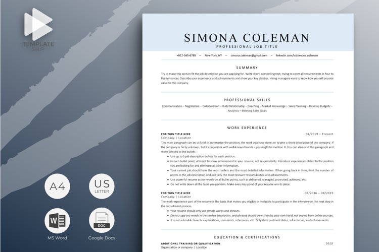 Modern ATS friendly Resume Template For Word And 1415005 