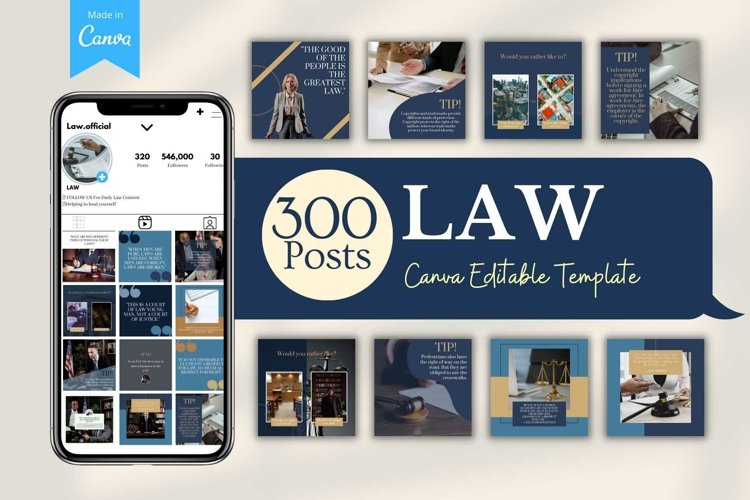 300 Law Templates - Canva Editable Posts