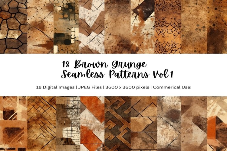 18 Brown Grunge Seamless Patterns - 300DPI