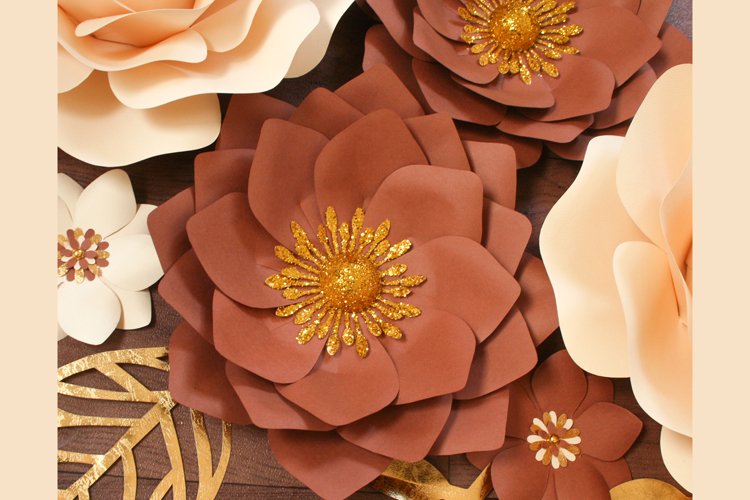 Paper flower template ,3 layers, svg , pdf,dxf, png