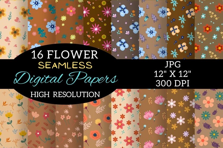 Brown Flower Digital Paper Patterns Flower Digital Pape
