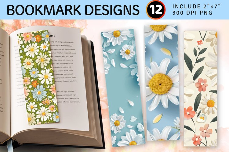 Spring Themed Daisy Floral PNG Bookmark (5208625)