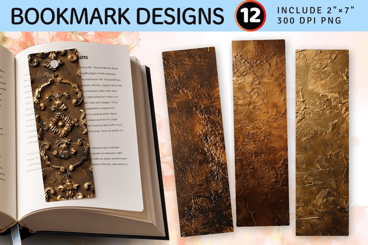 Luxury Bronze PNG Bookmark Sublimation Design (5249554)