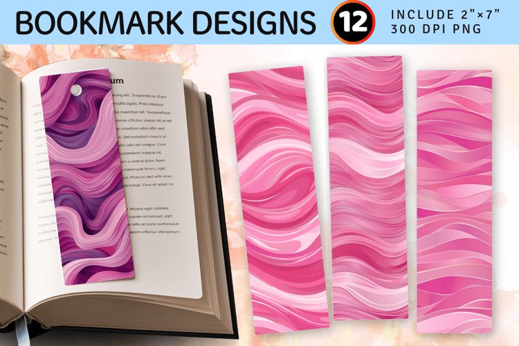 Pink Abstract Waves PNG Bookmark Sublimation Designs