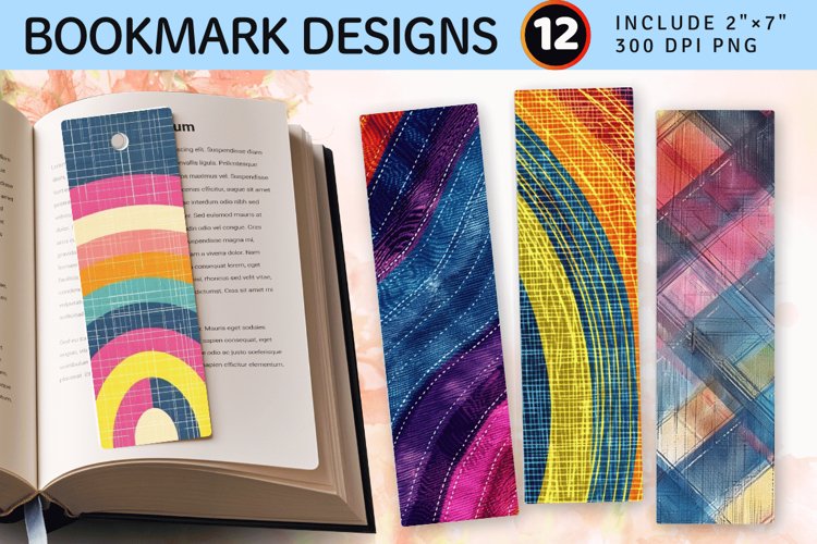Rainbow Denim Fabric Printable PNG Bookmark (5208663)