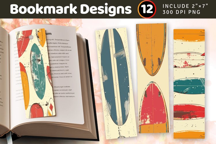 Vintage Surfboards PNG Bookmark Sublimation Designs