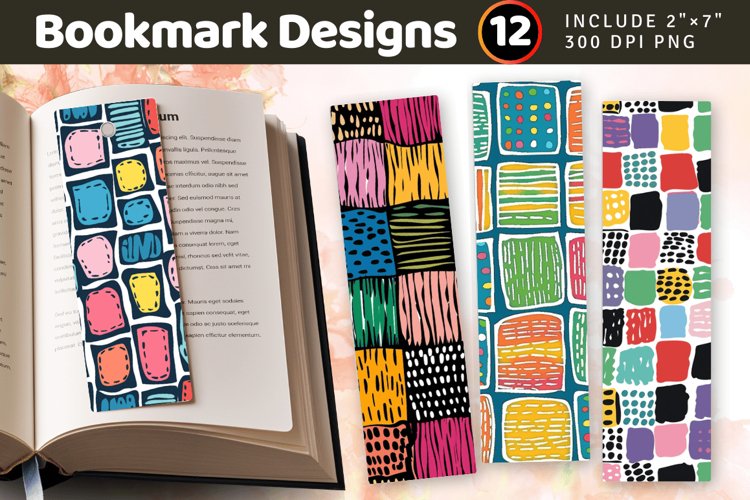 Doodle Polka Dots Rectangles PNG Bookmark Sublimation Design