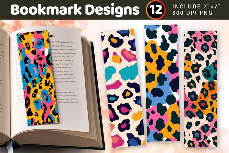 Colorful Leopard Print PNG Bookmark Sublimation Designs