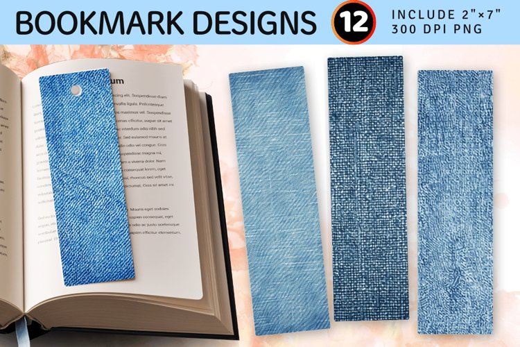 Denim Fabric Light Blue PNG Bookmark Sublimation Des