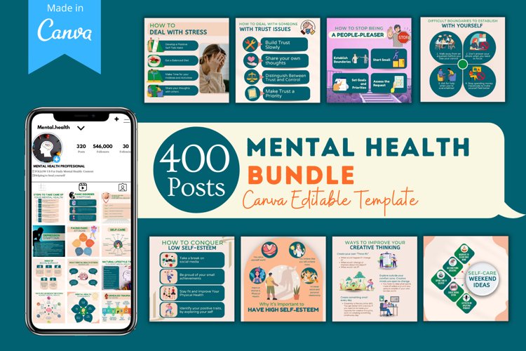 400 Mental Health - Canva Editable Templates
