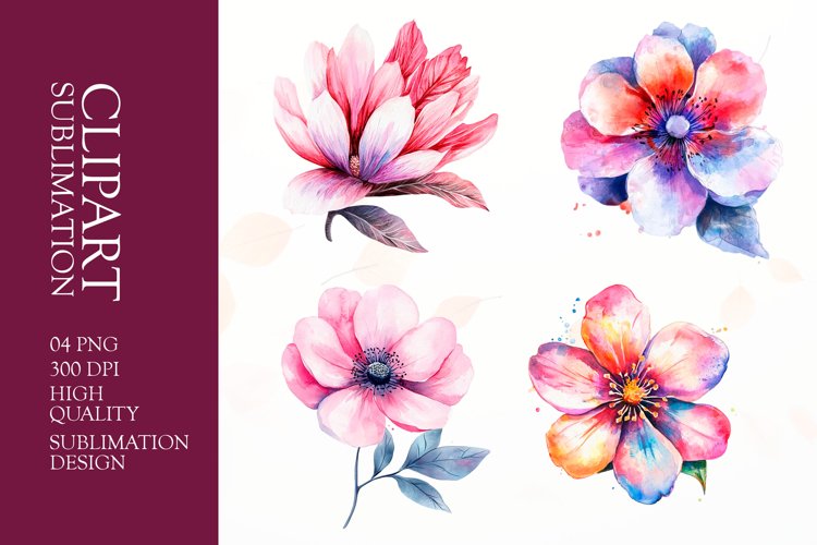 Watercolor floral clipart sublimation png (5027029)