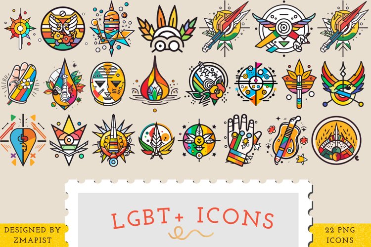 Pride Icons: 22 High-Quality PNG LGBTQ Symbols for designs