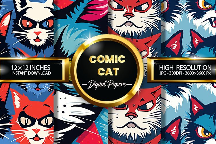 Comic Cat Digital Papers - 04 Variations (2990480)