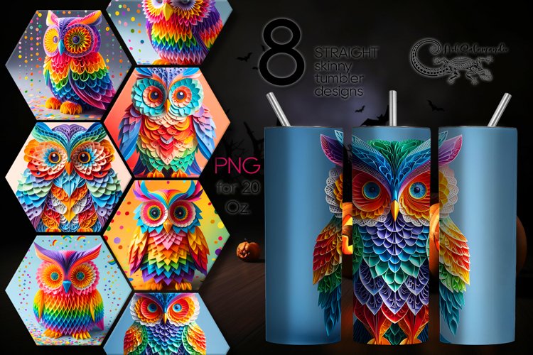 3D papercut Owl | skinny tumbler Sublimation design bundle