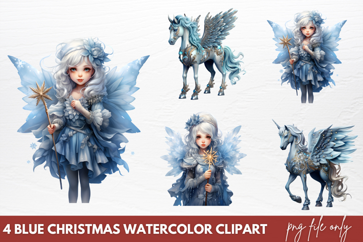 Blue Christmas Watercolor clipart PNG (5845722)