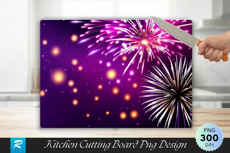 Fireworks in a Purple Cutting Board Sublimation Design