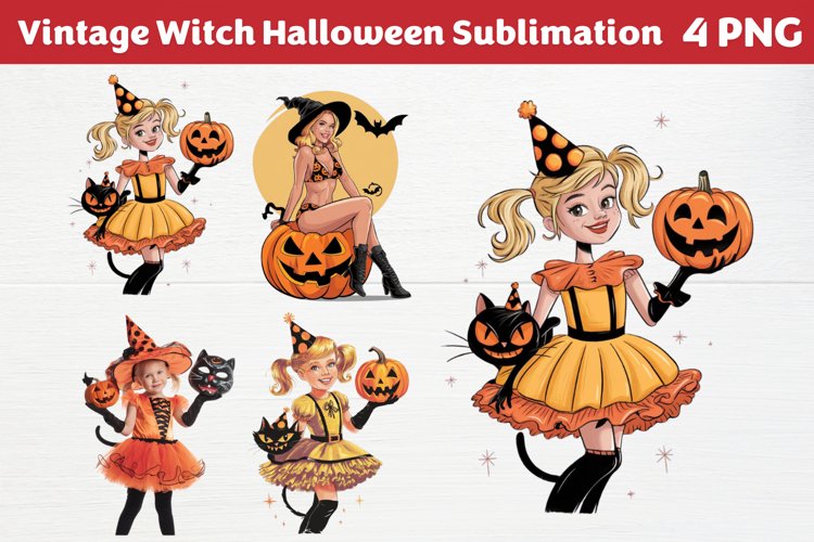 Vintage Witch Halloween Sublimation PNG (4587658)