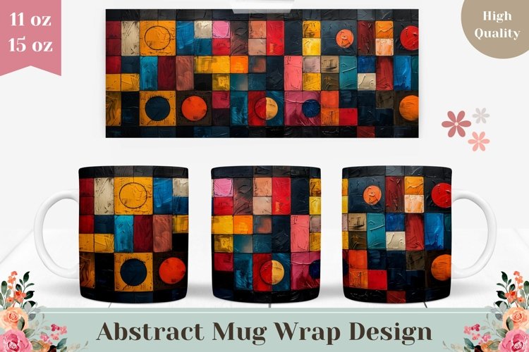Colorful Art Mug Wrap, Abstract Sublimation Mug Design