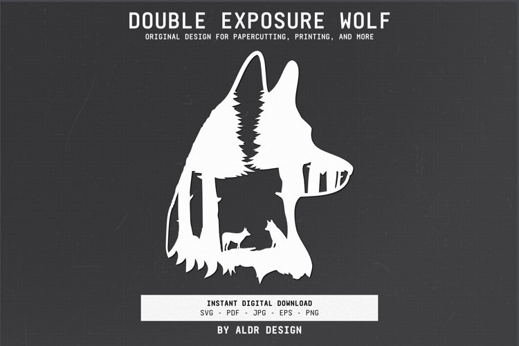 Double Exposure Wolf | SVG Template (1618211)