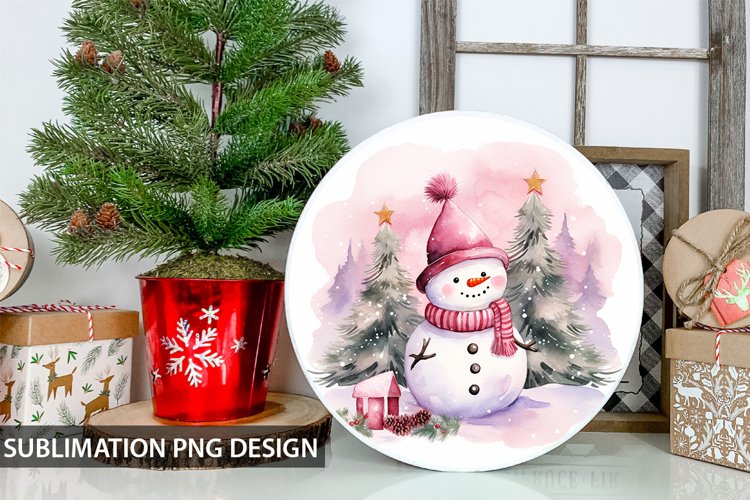 Christmas Snowman Round Sign