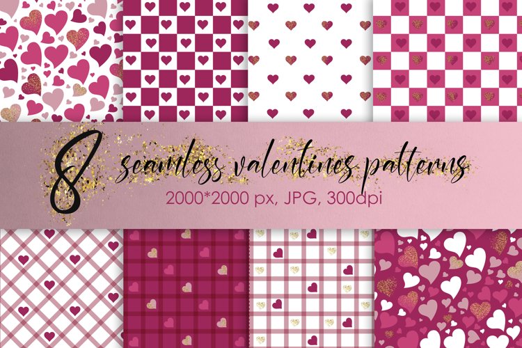 Valentines day seamless pattern, digital papers bundle