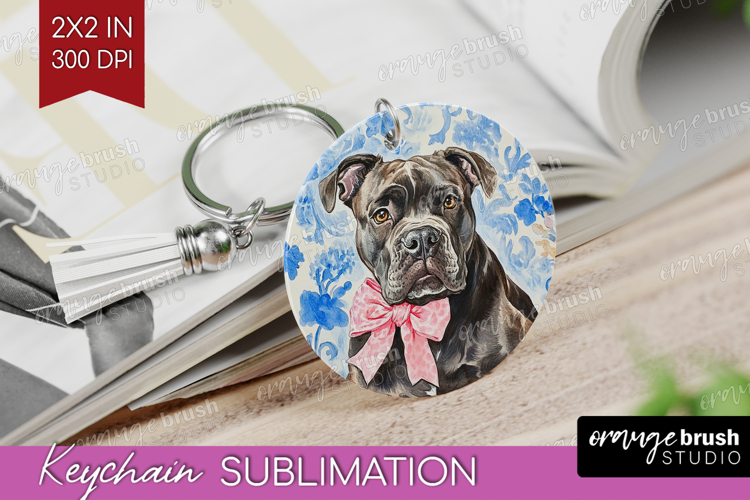 Cane Corso Dog Keychain PNG Blue Toile Keychain Sublimation
