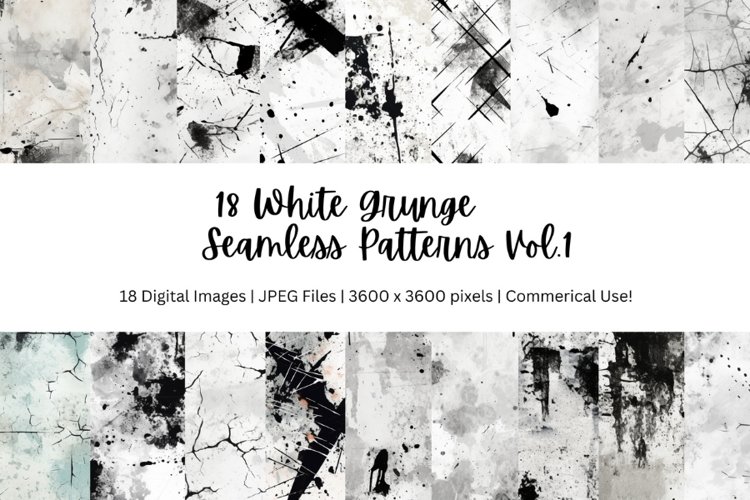 18 White Grunge Seamless Patterns - 300DPI