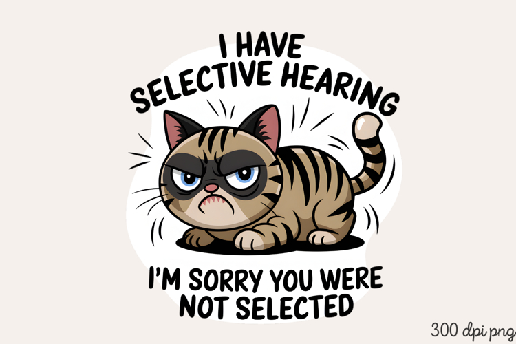 I HAVE SELECTIVE HEARING PNG, Animal Funny Quotes Sublimat