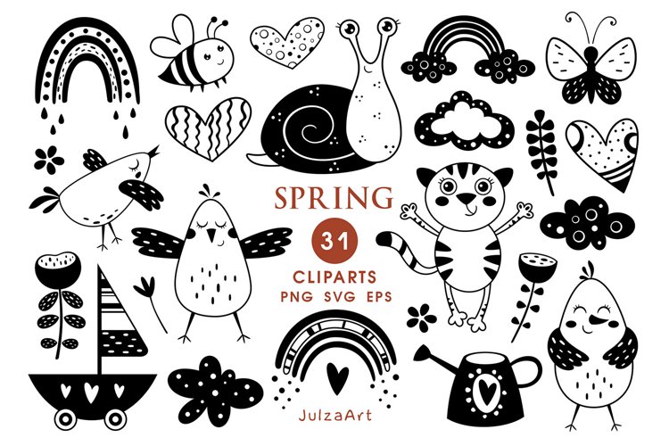 Black Spring clipart, Spring time svg, Spring doodle png (1798280 ...