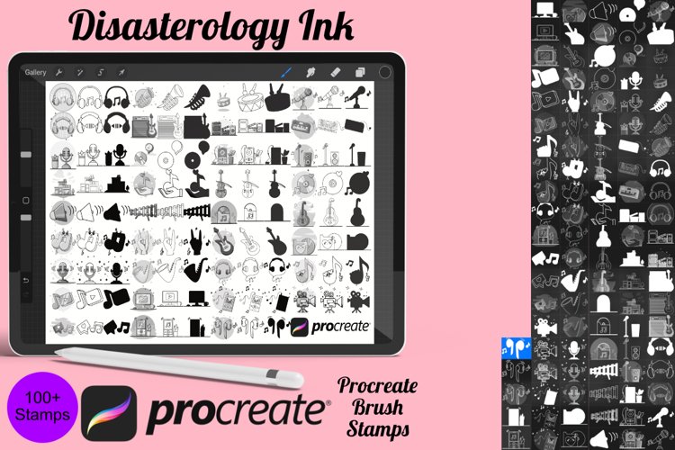 Music Icon Set 2 Procreate Brush Stamps, 105 Music Icons