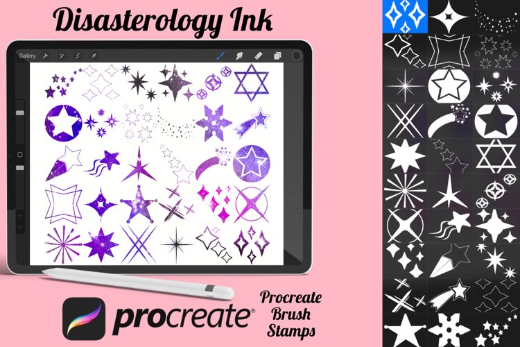 Sparkling Stars Set 10 Procreate Brush Stamps, 30 Star Stamp
