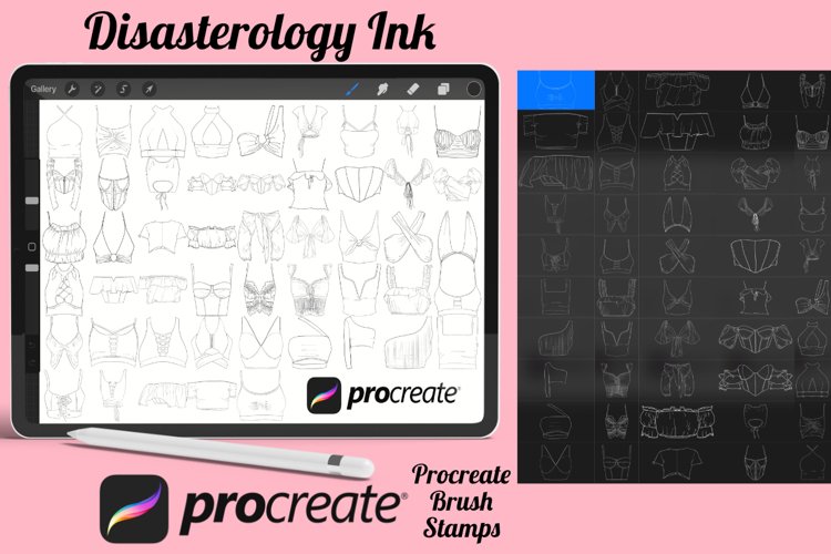 Tops Clothing Fashion Model Set 2 Procreate Brush Stamps, 50