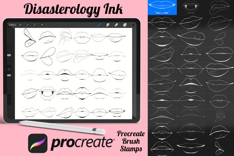 Lips Mouths Set 2 Procreate Brush Stamp, 30 Lips