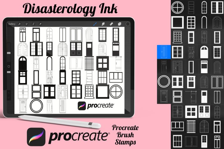 Doors and Windows Furniture Set 1 Procreate Brush Stamps, 44