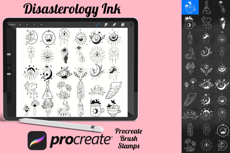 Tattoos Set 3 Procreate Brush Stamps, 30 Flash Tattoos