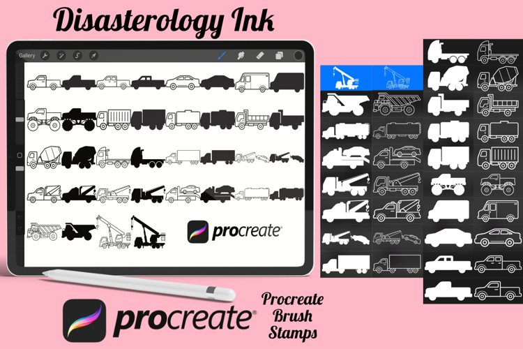Construction Vehicles Outlines & Silhouettes Set 2 Procreate