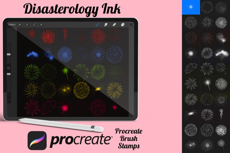 Fireworks Set 5 Procreate Brush Stamps, 30 Firework Stamps