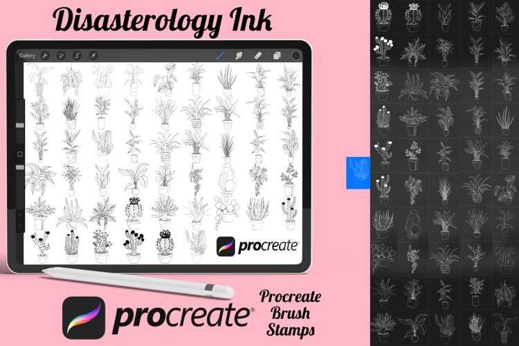 Floral Flower Potted Plant Set 1 Procreate Brush Stamps, 51