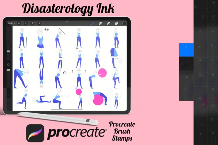 Female Fitness Model Body Poses Set 1 Procreate Brush Stamps