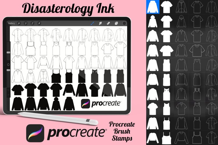 Tops Clothing Fashion Model Set 1 Procreate Brush Stamps, 50