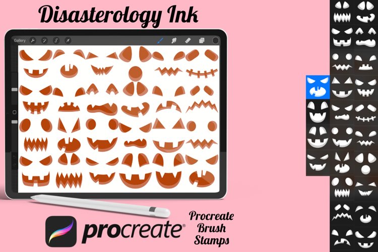 Halloween Pumpkin Monster Faces Procreate Brush Stamps Set 1