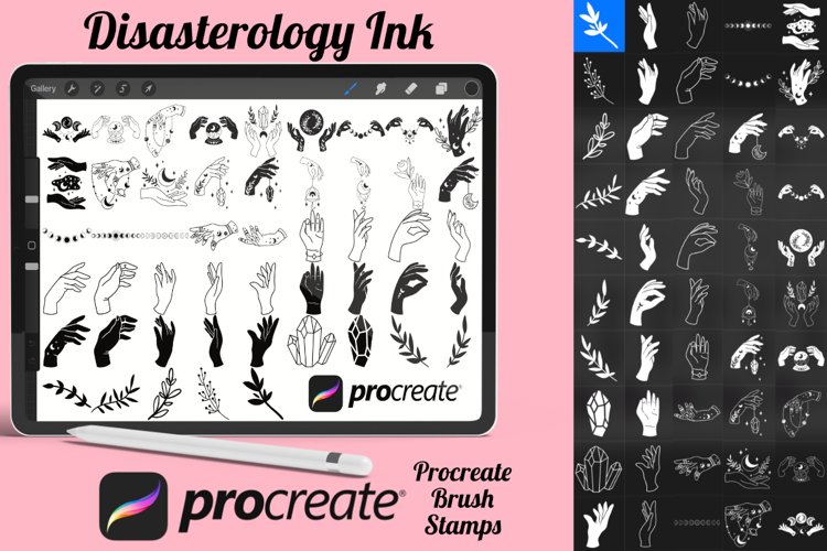 Mystical Witch Hands Set 1 Procreate Brush Stamps, 50 Witchy