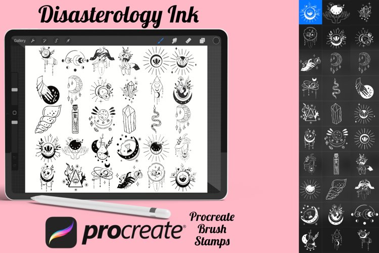 Tattoos Set 4 Procreate Brush Stamps, 30 Flash Tattoos